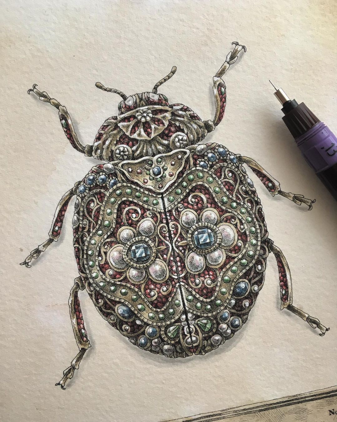 Artist Creates Detailed Illustrations of Insects Covered in Gemstones ...