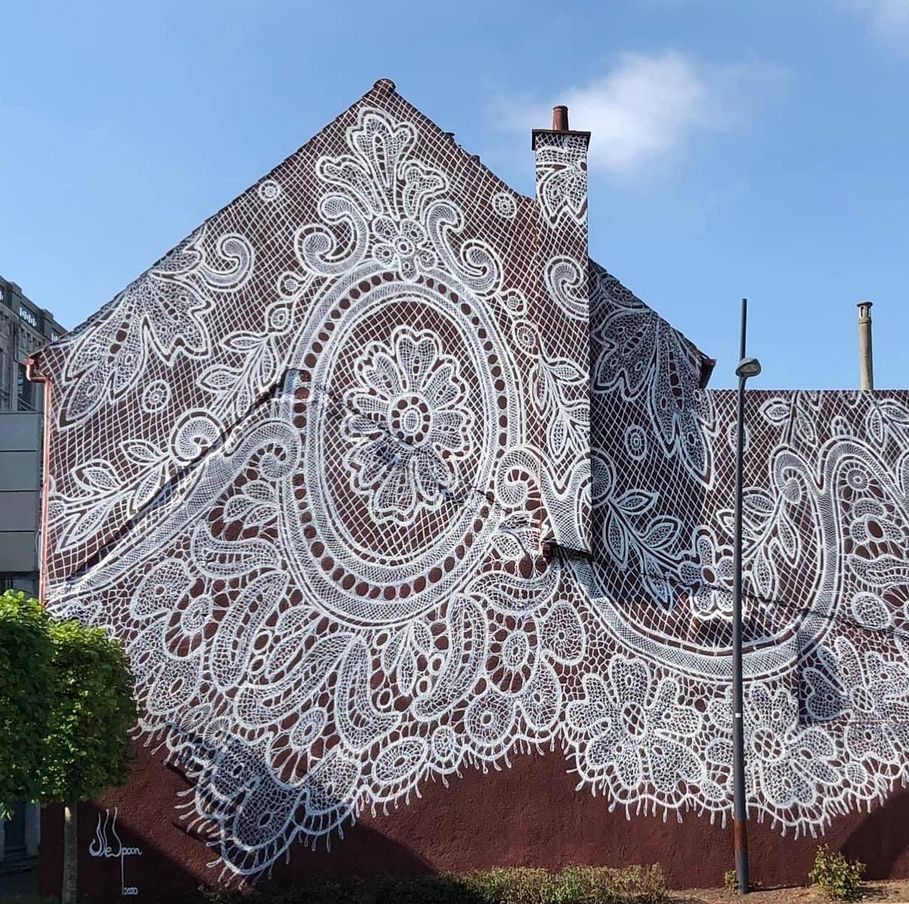 Polish Street Artist Creates Intricate Lace Murals on Buildings - https ...